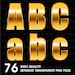 Gold Metallic Alphabet Clipart, Gold Foil Alphabet PNG, Gold Digital ...