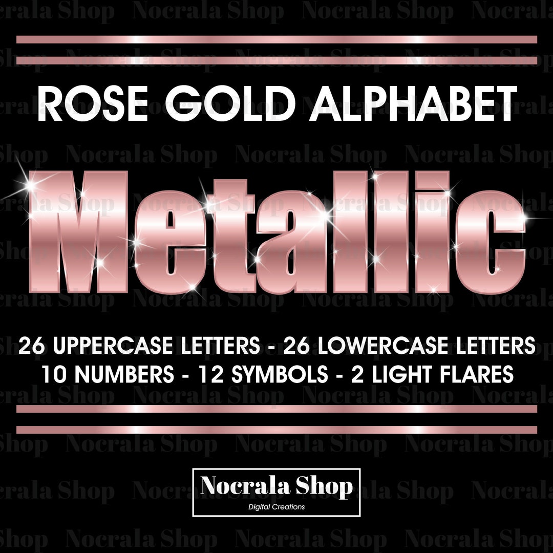 Rose Gold Metallic Alphabet Clipart, Rose Gold Foil PNG, Rose Gold ...
