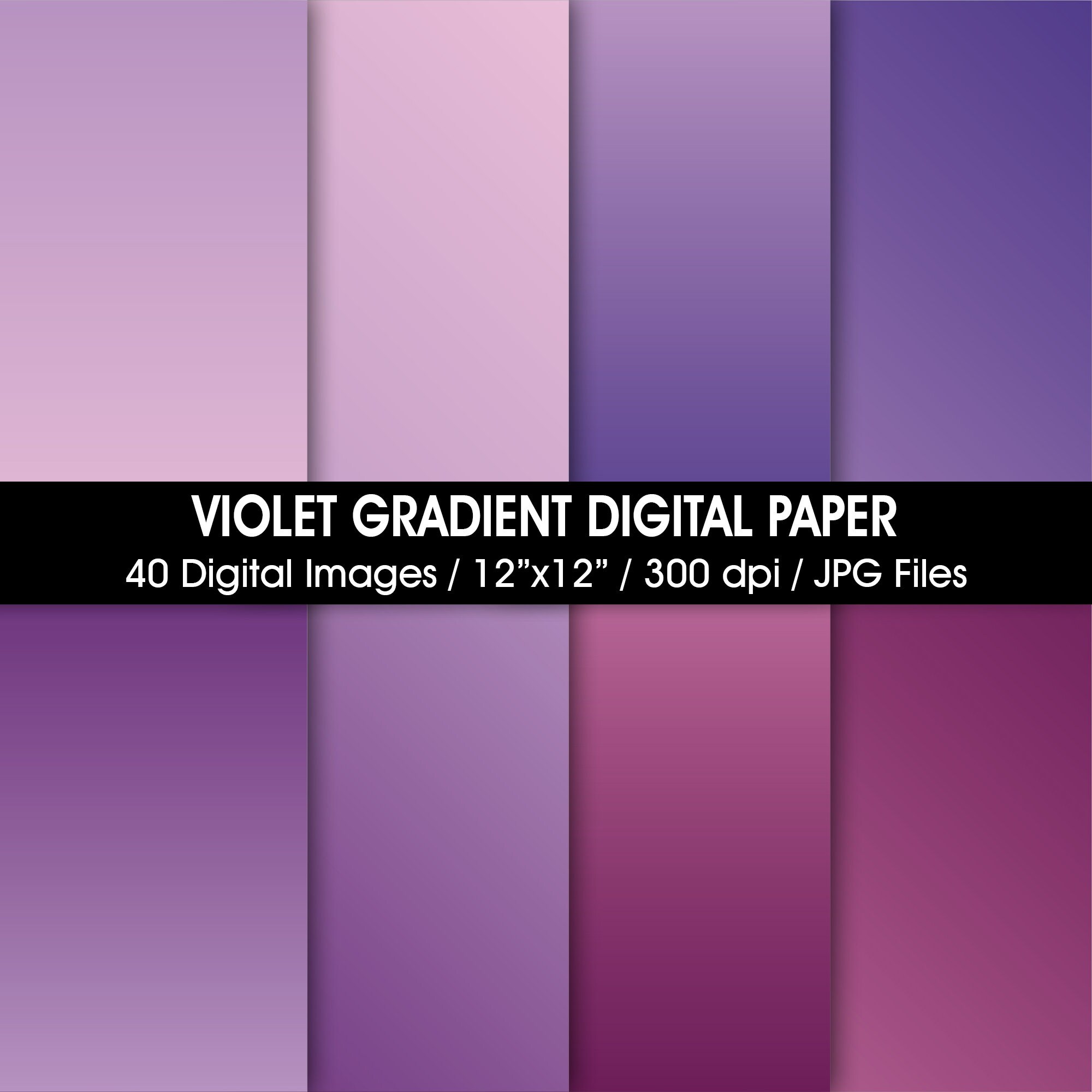 Violet Gradient Digital Paper, Violet Ombre Scrapbook Papers, Instant ...