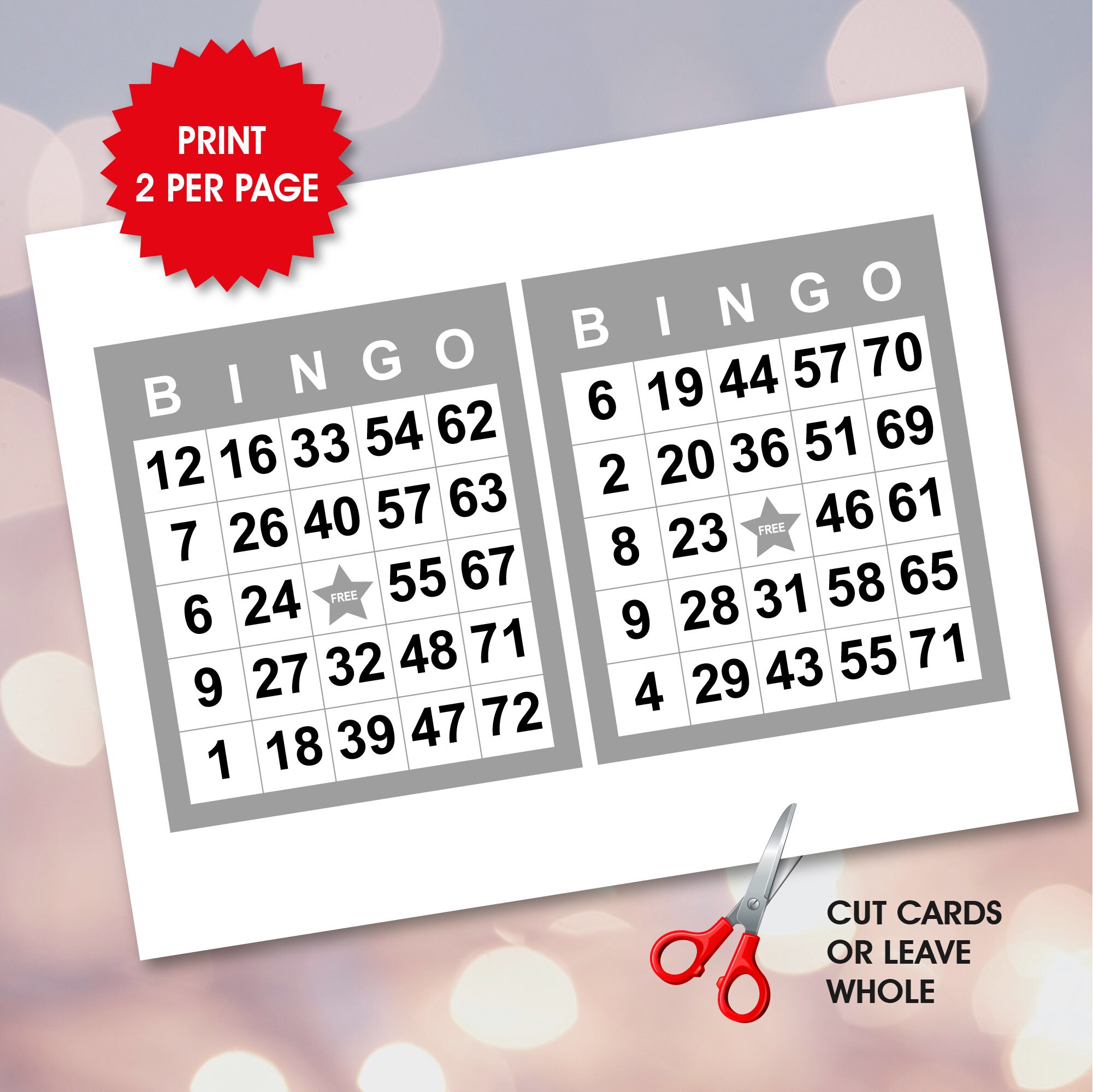 300 Classic Bingo Cards, 1, 2, or 4 per Page, Fun Party Game, Classroom ...
