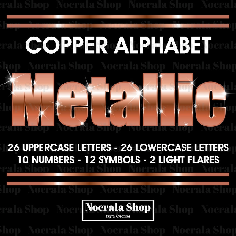 Copper Metallic Alphabet Clipart, Copper Foil Alphabet , Copper Digital ...
