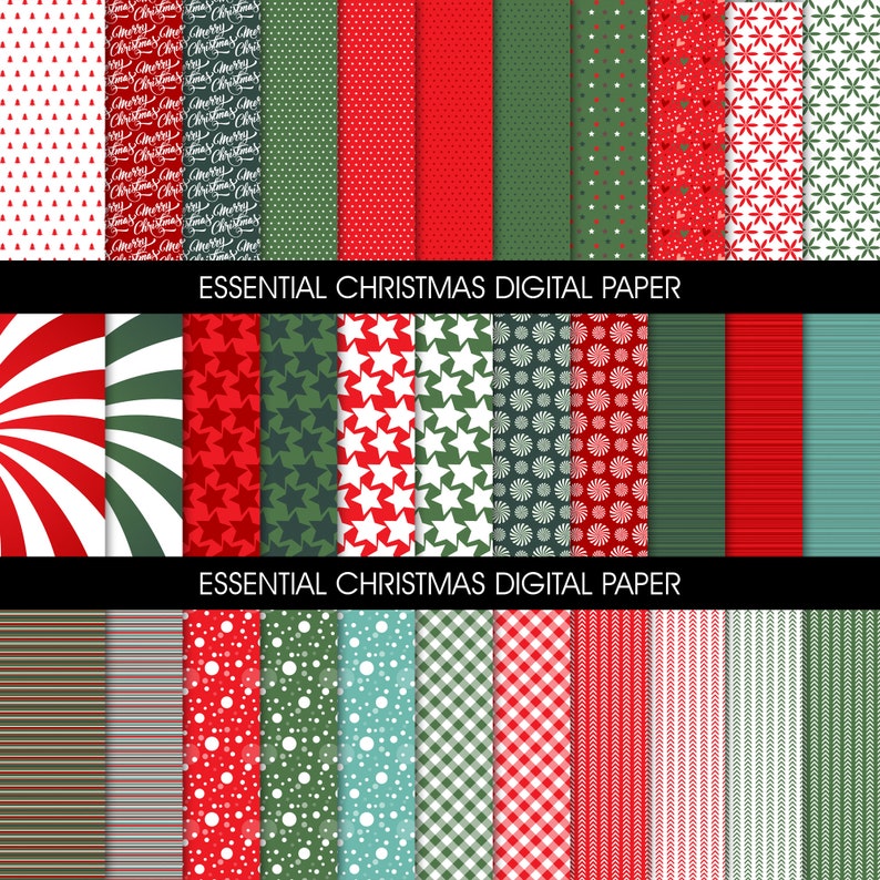 Essential Christmas Digital Paper, Christmas Backgrounds, Bundle Sheets ...