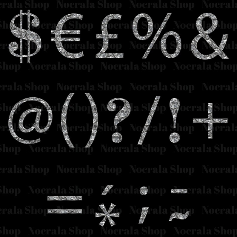 Silver Diamond Alphabet Clipart, PNG Digital Clip Art, Silver Diamond ...