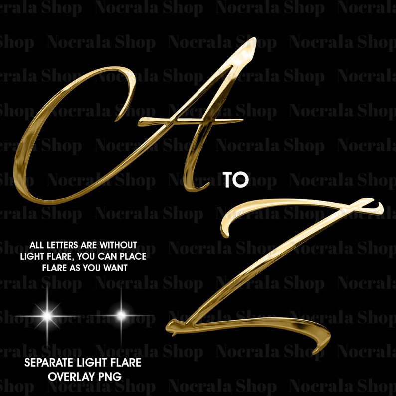 Gold Chrome Cursive Alphabet Clipart PNG Clip Art Gold - Etsy