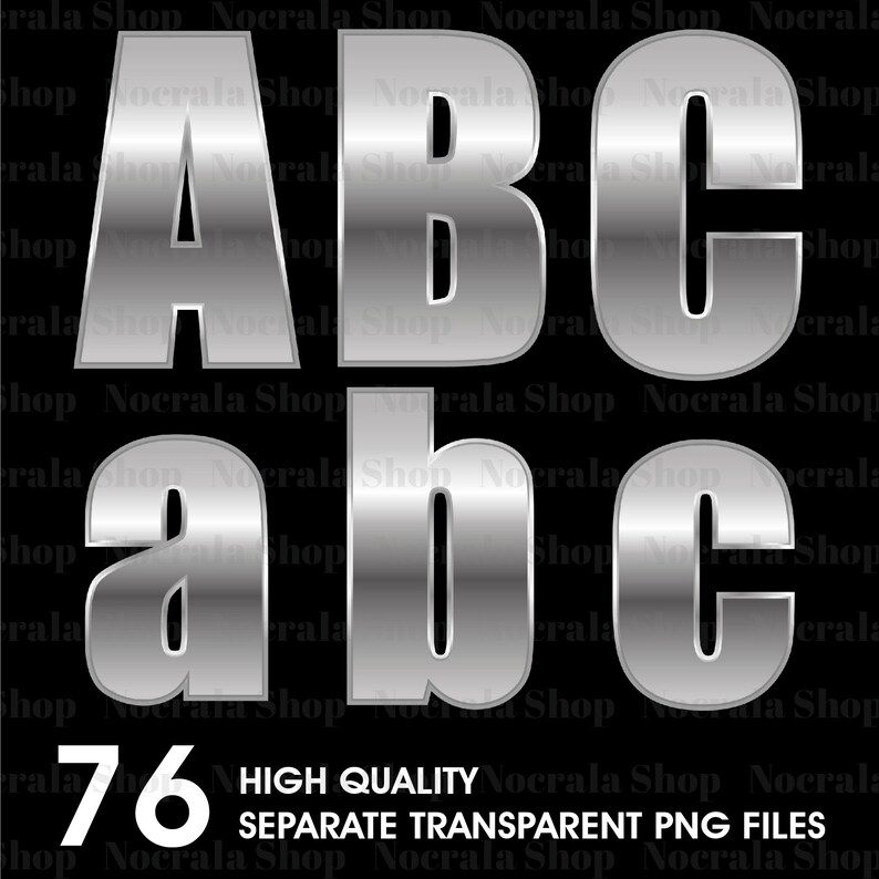 Silver Metallic Alphabet Clipart, Silver Foil Alphabet , Silver Digital ...