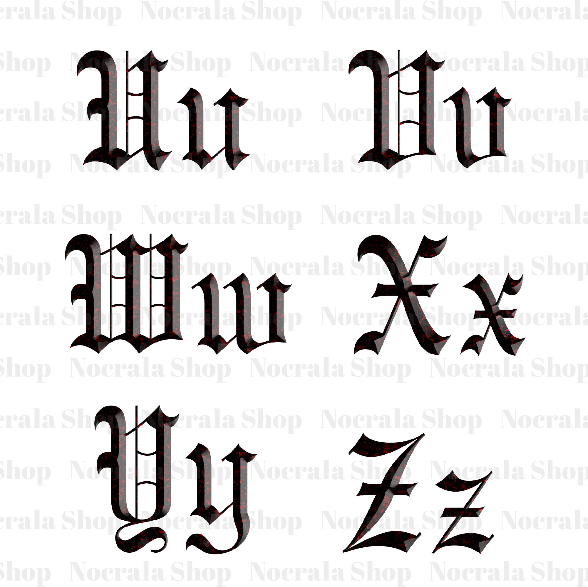 Gothic Black and Red Alphabet Clipart, PNG (digital Download) - Etsy