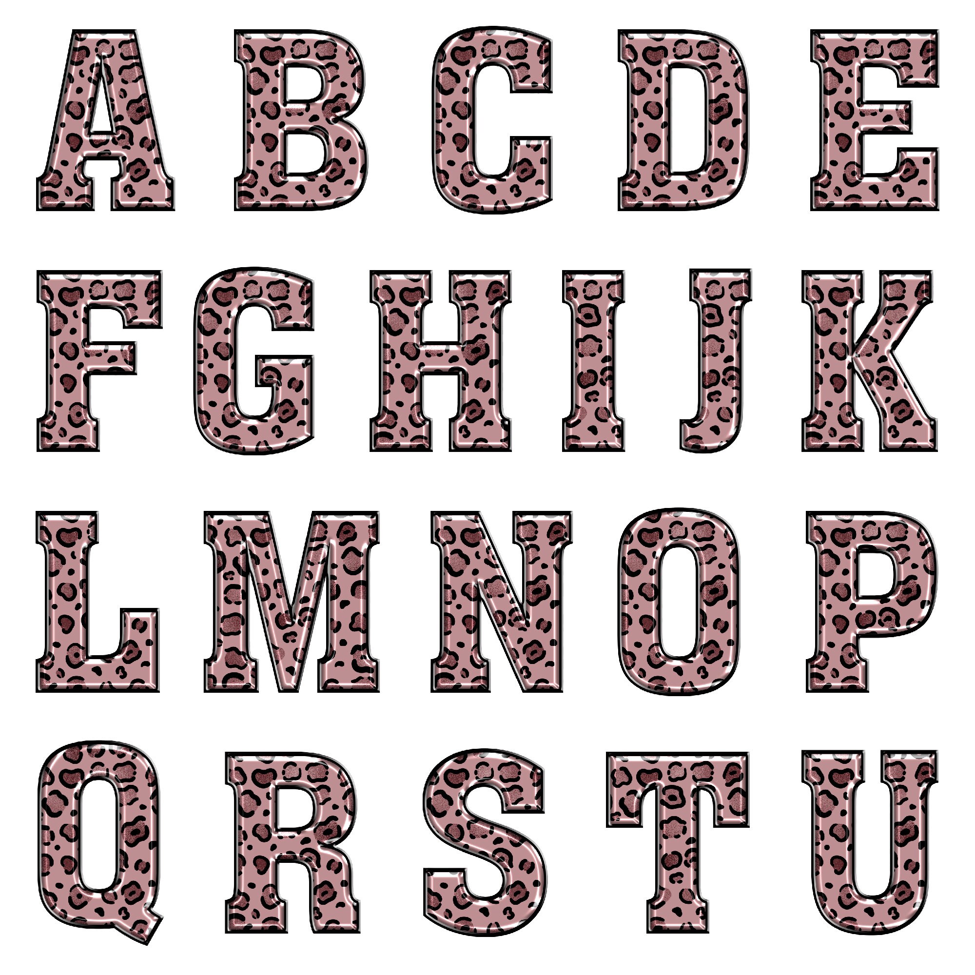 Bubble Pink Leopard Alphabet Clipart, PNG Digital Clip Art, Animal ...
