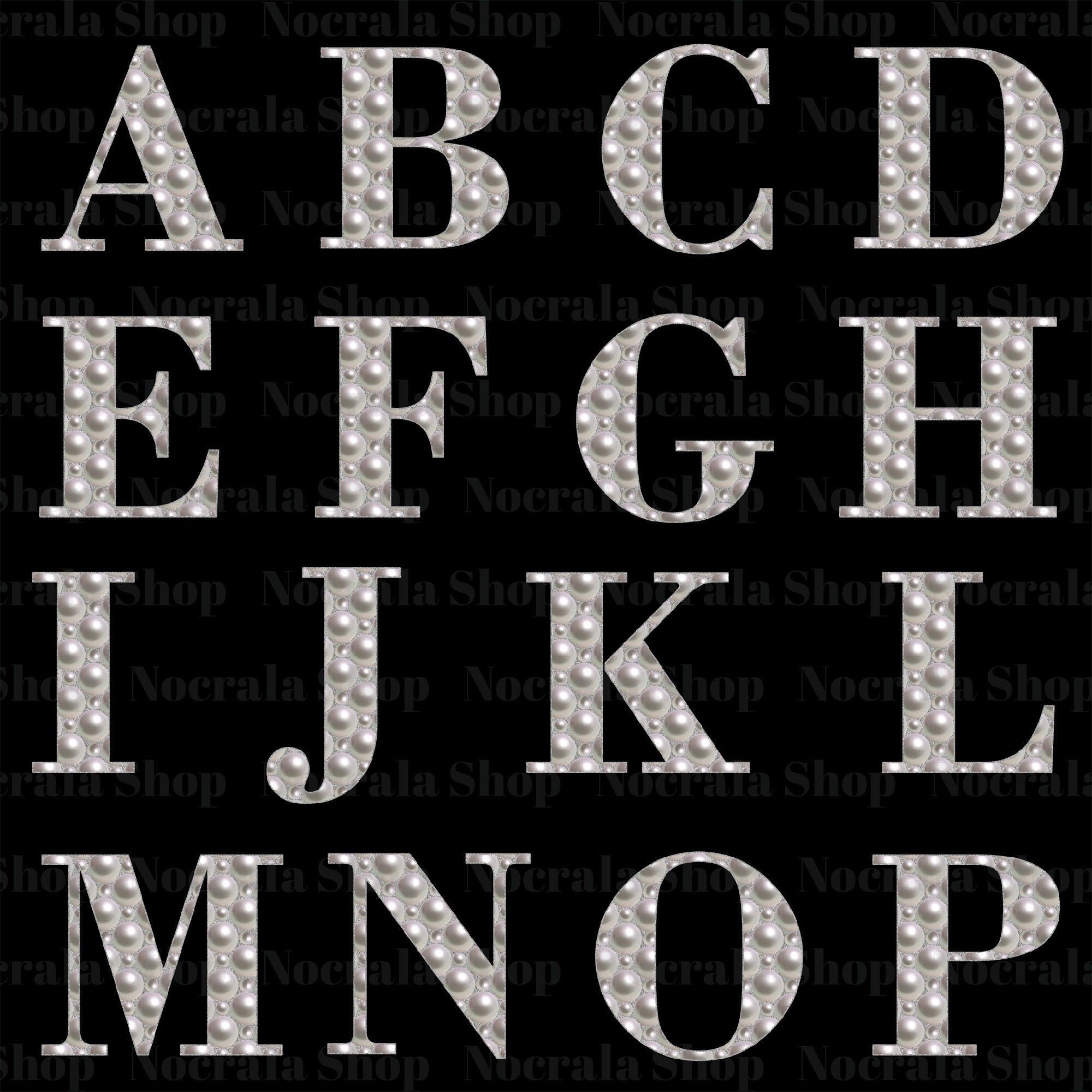 Silver Pearl Alphabet Clipart, Letters PNG Clipart, Pearl Monogram ...