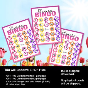 Flowers Bingo Game, 100 Cards, Spring Party Game, Spring Bingo Cards ...