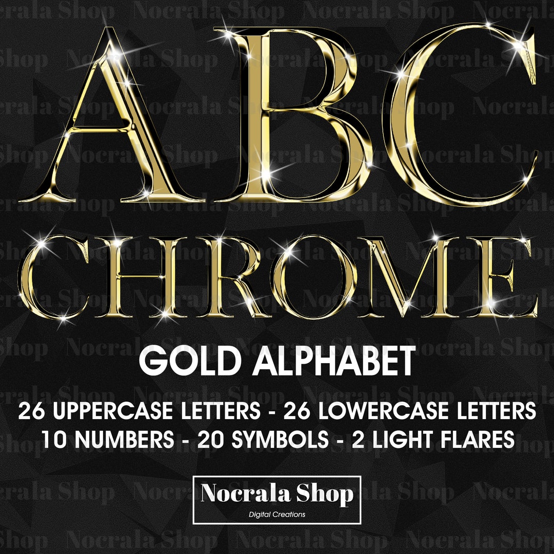 Gold Chrome Alphabet Clipart, PNG Clip Art, Gold Chrome Letters ...