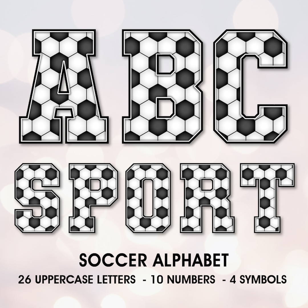 Soccer Alphabet Clipart, PNG Digital Clip Art, Soccer Letters, Sport ...