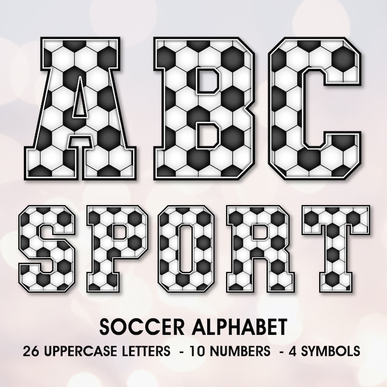 Soccer Alphabet Clipart, PNG Digital Clip Art, Soccer Letters, Sport ...