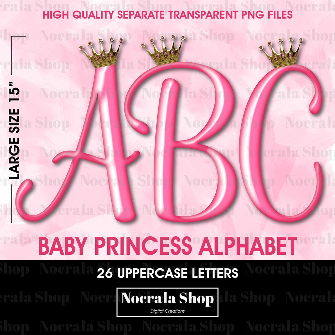 Baby Princess Alphabet Clipart, Baby Girl Monogram, Baby Pink Letters ...