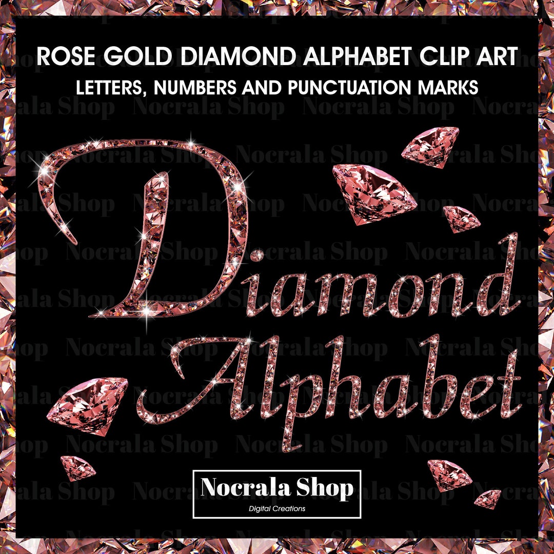 Rose Gold Diamond Alphabet Clipart, PNG Digital Clip Art, Rose Gold ...