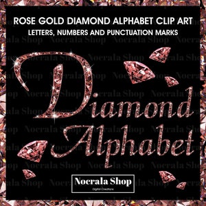 Rose Gold Diamond Alphabet Clipart, PNG Digital Clip Art, Rose Gold ...