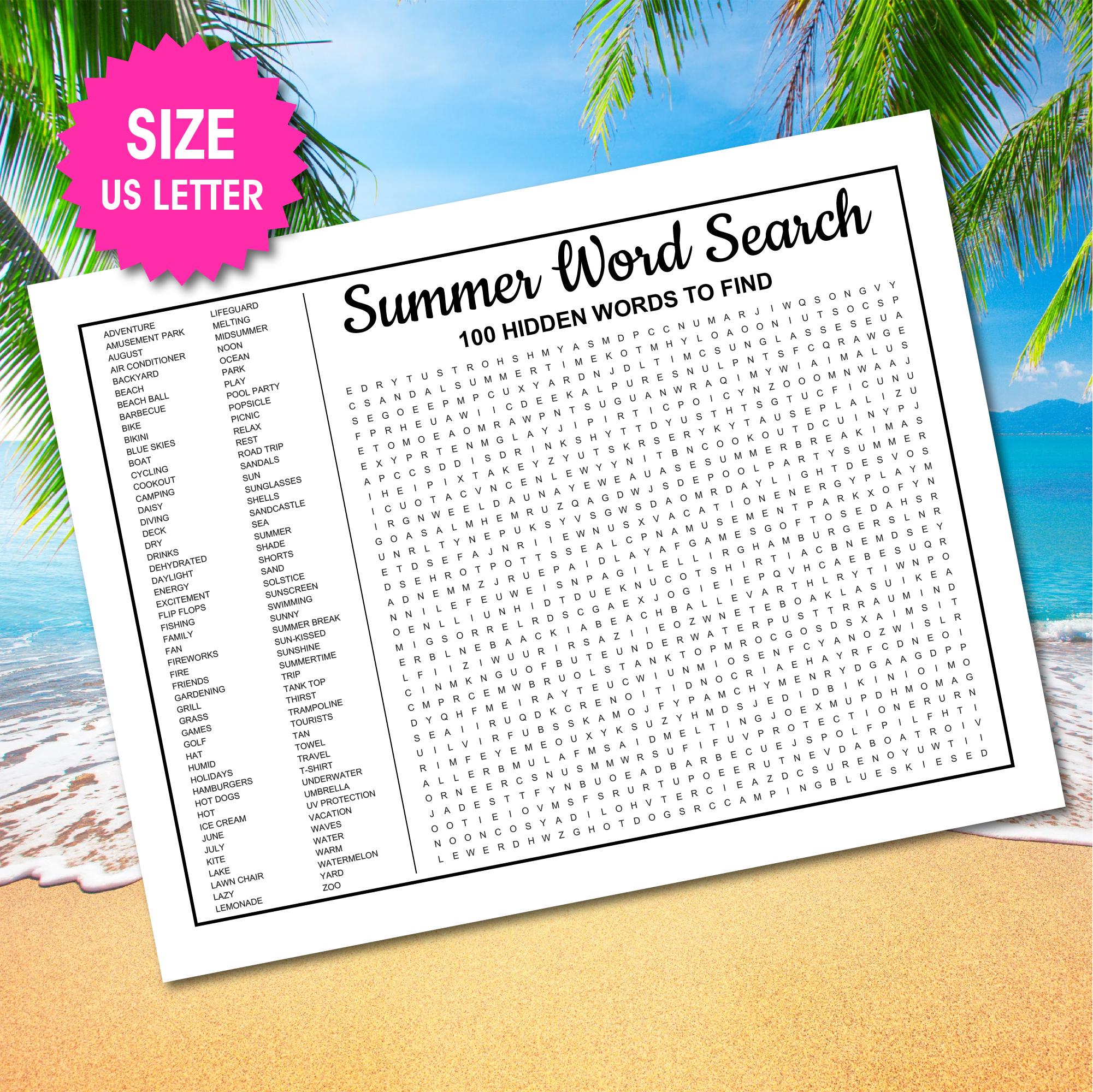 Giant Summer Word Search Puzzle, Party Game (PDF Files) - Etsy