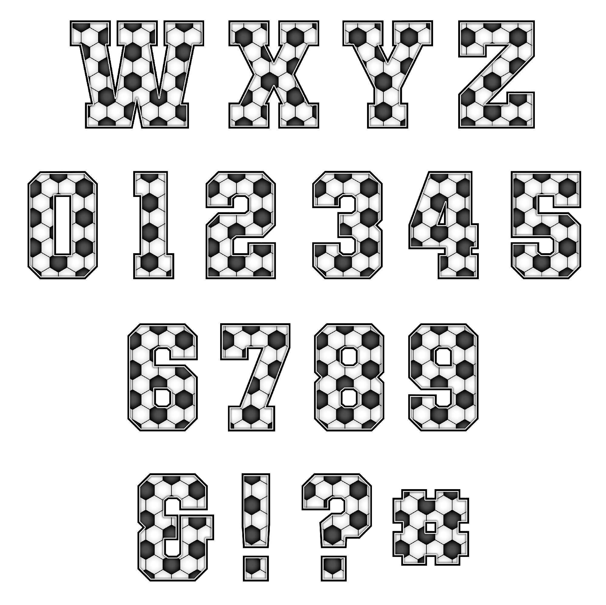 Soccer Alphabet Clipart, PNG Digital Clip Art, Soccer Letters, Sport ...