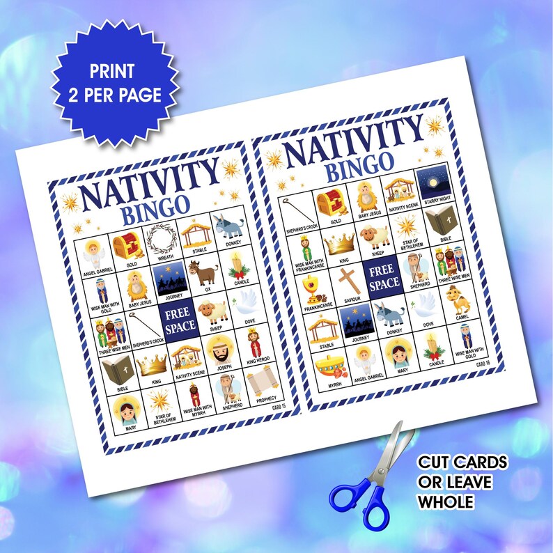 Nativity Bingo Game, 50 Unique Cards, Church Christmas Activity (PDF ...
