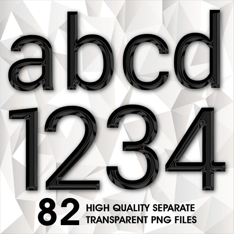 Black Chrome Alphabet Clipart, High Shine PNG (digital Download) - Etsy