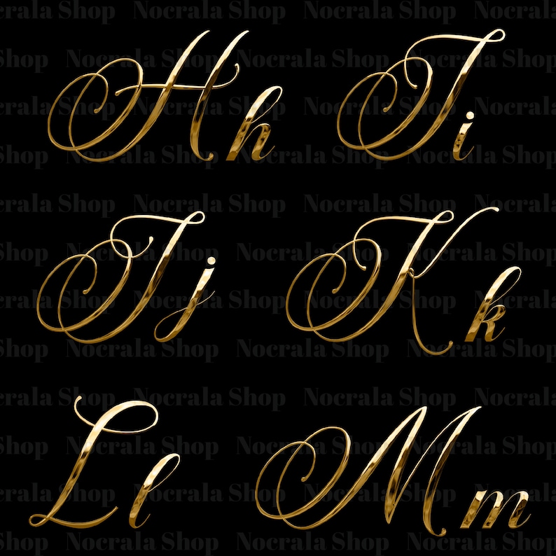 Gold Chrome Cursive Alphabet Clipart, PNG Clip Art, Gold Chrome Cursive ...