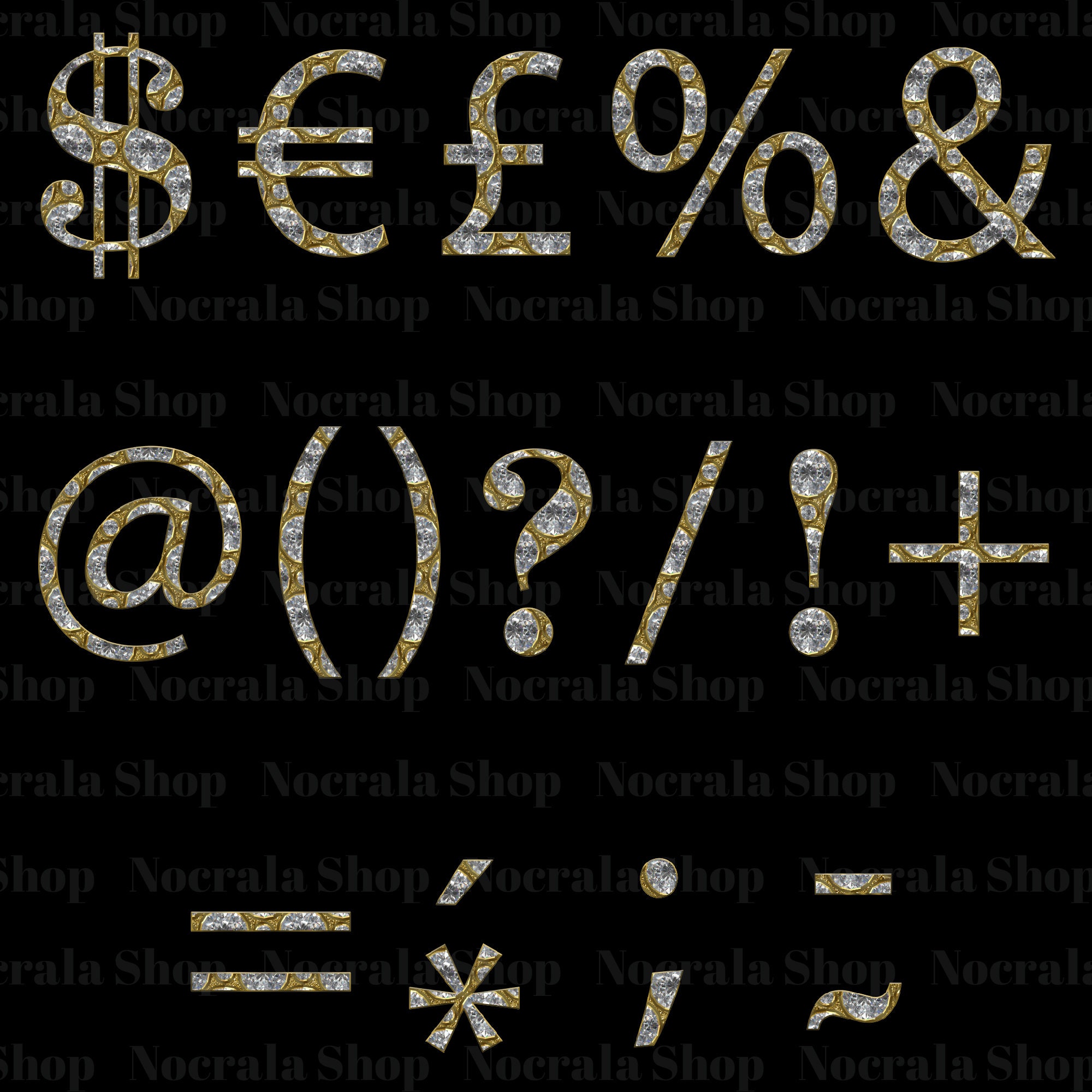 Gold Diamond Alphabet Clipart, PNG Digital Clip Art, Gold Diamond ...