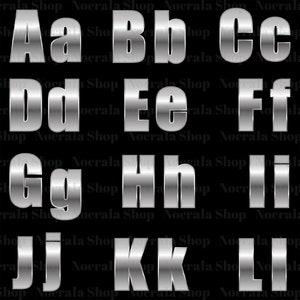 Silver Metallic Alphabet Clipart, Silver Foil Alphabet , Silver Digital ...