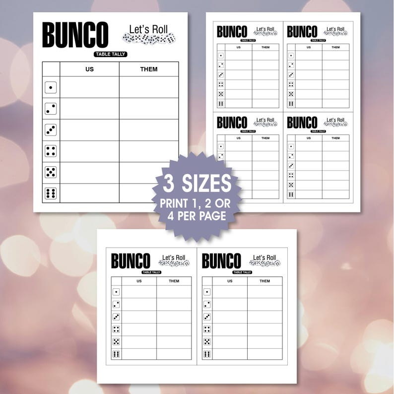 Minimalist BUNCO Bundle, Score Cards, Tally Sheets, Name Tags, Table ...