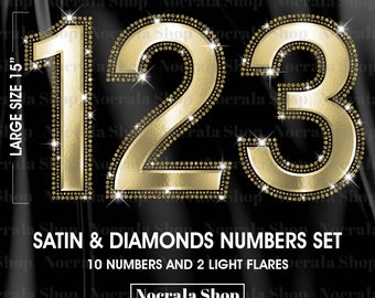 Silver Satin and Diamond Numbers Clipart, PNG Digital Clip Art, Silver ...
