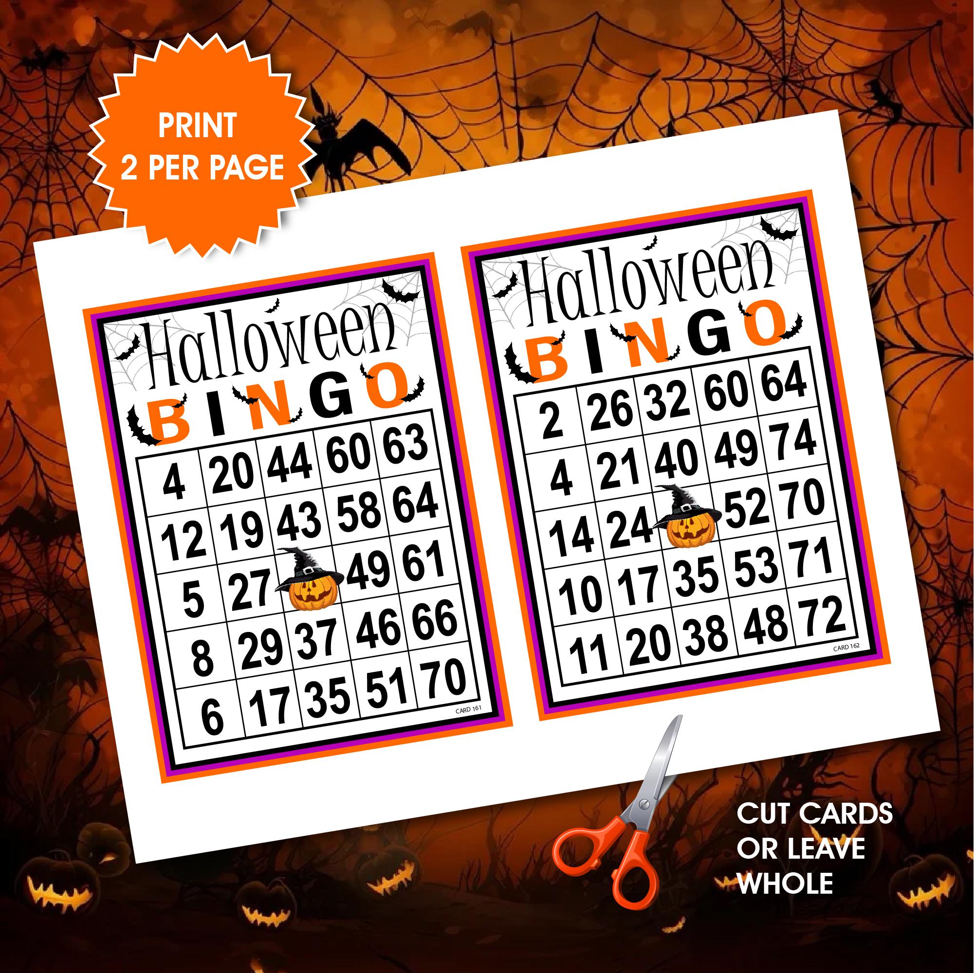 100 Halloween Bingo Cards, Bingo for Kids and Adults, Halloween ...