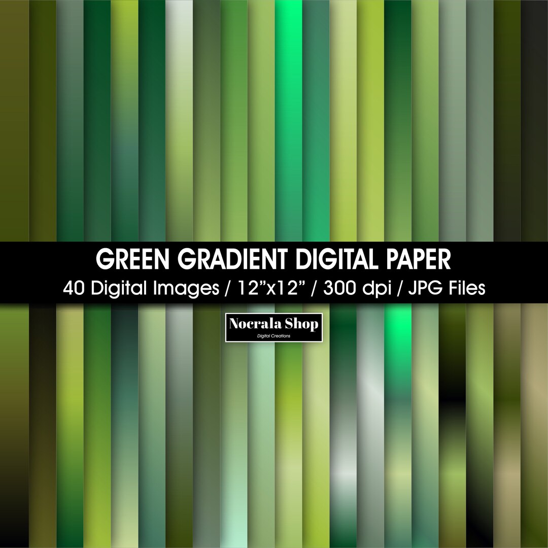Green Gradient Digital Paper, Green Ombre Scrapbook Papers, Instant ...