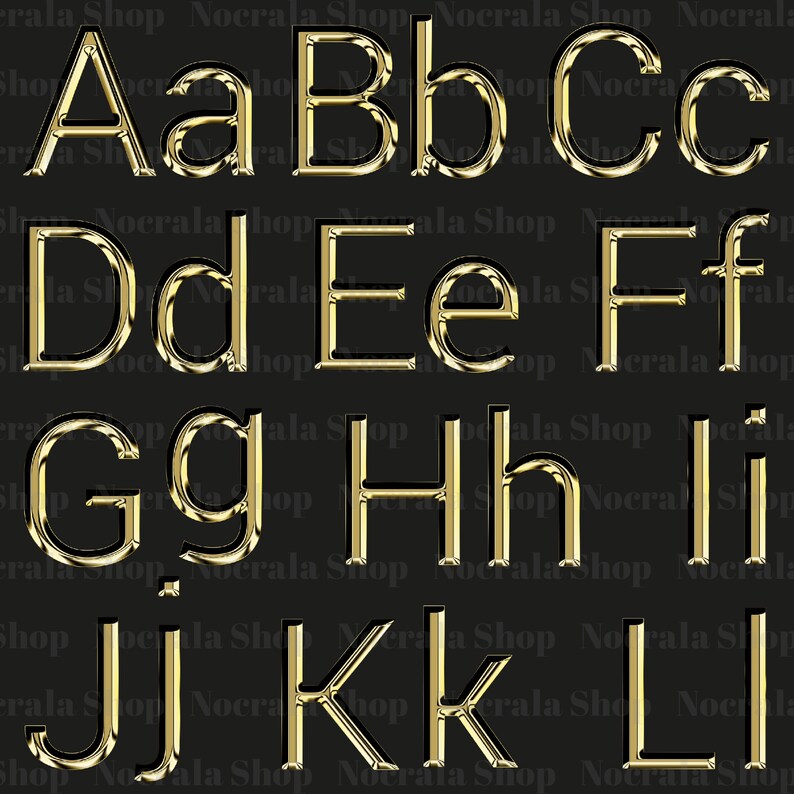 Gold Chrome Alphabet Clipart, PNG Clip Art, Gold Chrome Letters ...