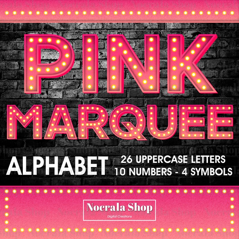 Pink Marquee Alphabet Clipart Marquee Letters & Numbers PNG - Etsy