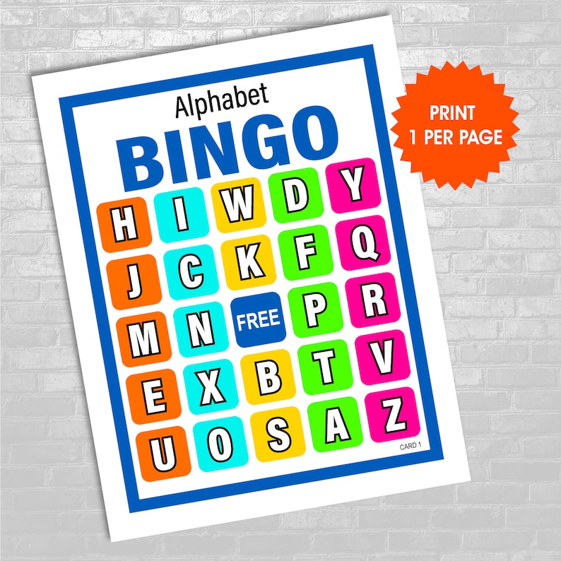 50 Upper Case Bingo Cards, 1 or 2 per Page, Fun Party Game, Classroom ...