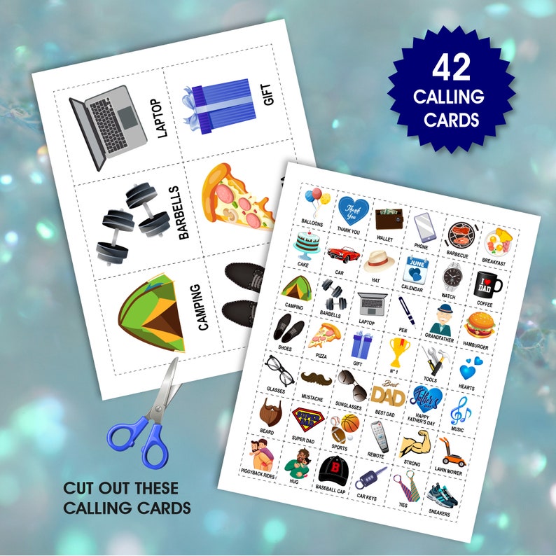 40 Happy Father's Day Bingo Cards, 1 or 2 per Page, Fun Party Game ...