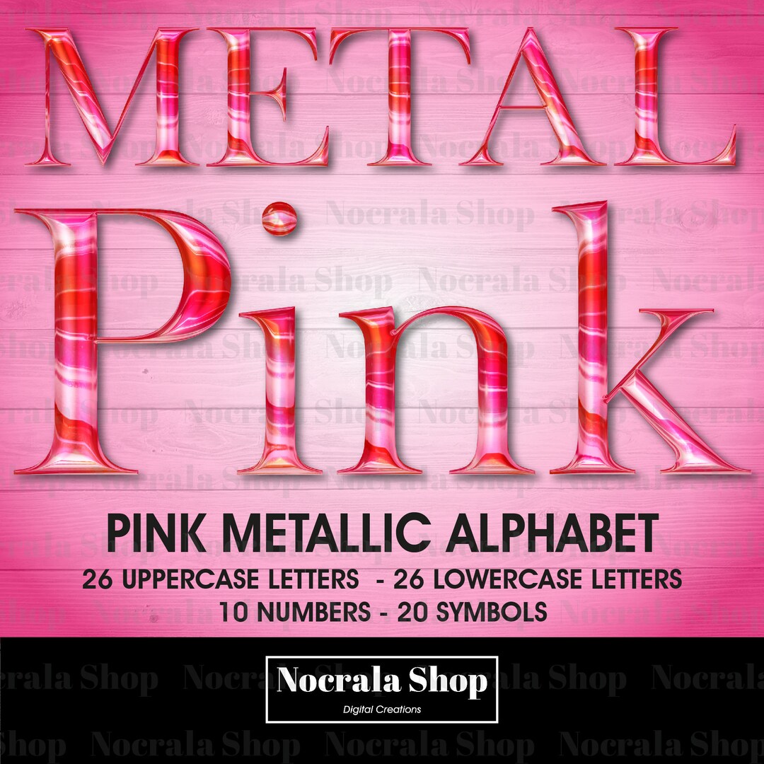 Pink Metallic Alphabet Clipart, PNG Clip Art, Pink Chrome Letters ...