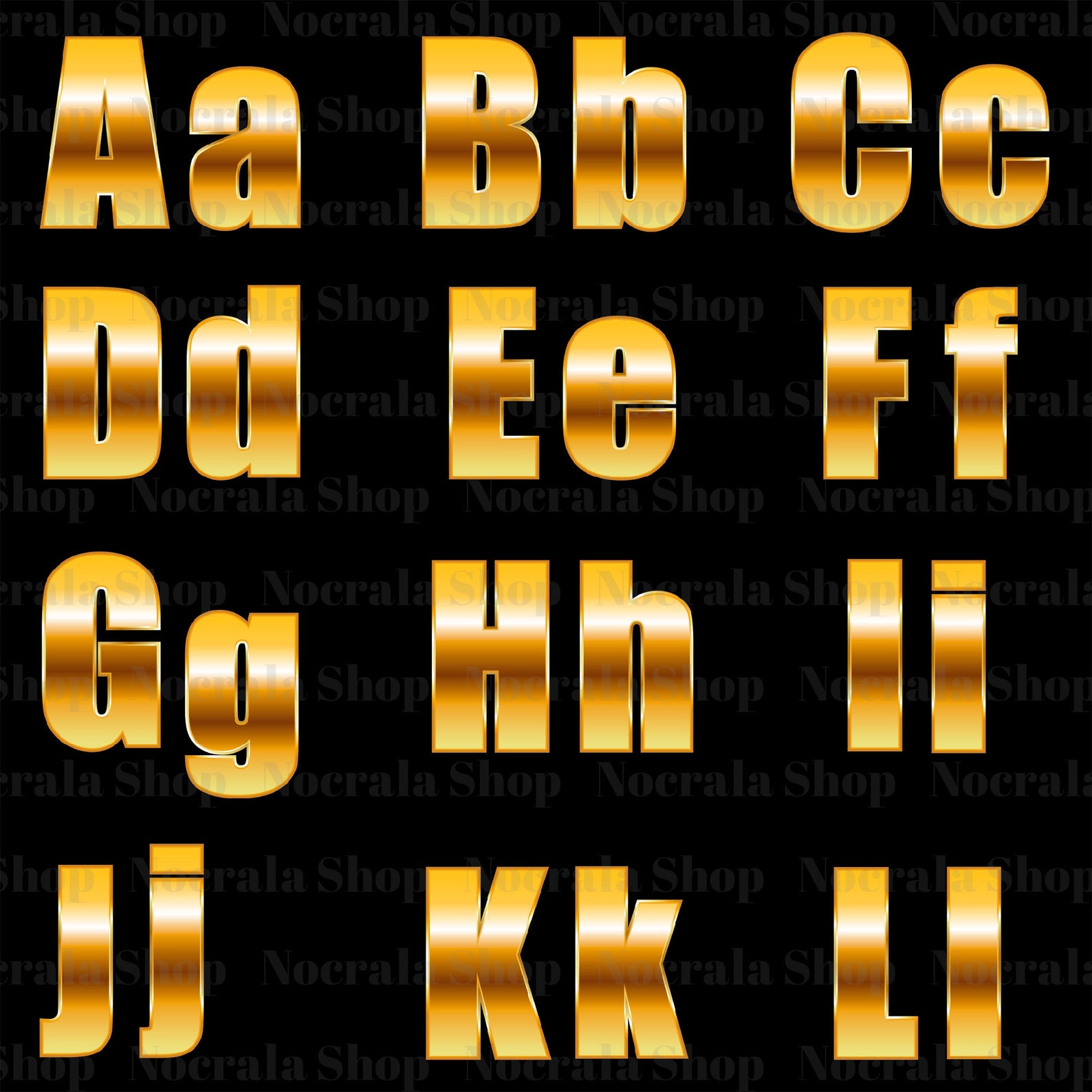 Gold Metallic Alphabet Clipart, Gold Foil Alphabet PNG, Gold Digital ...