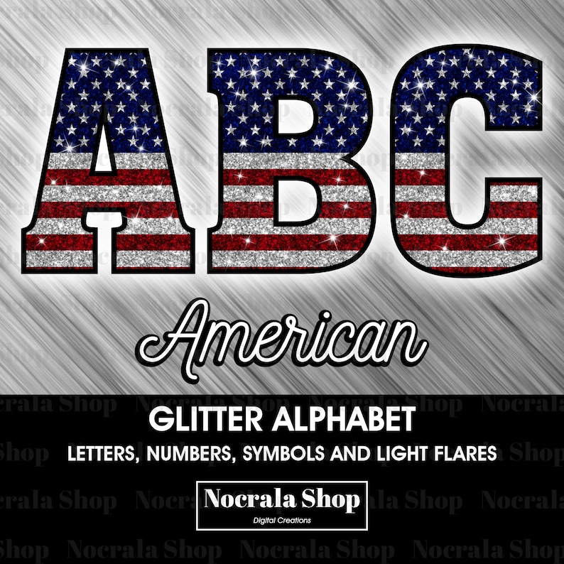 American Glitter Alphabet Clipart, PNG Digital Clip Art, American ...