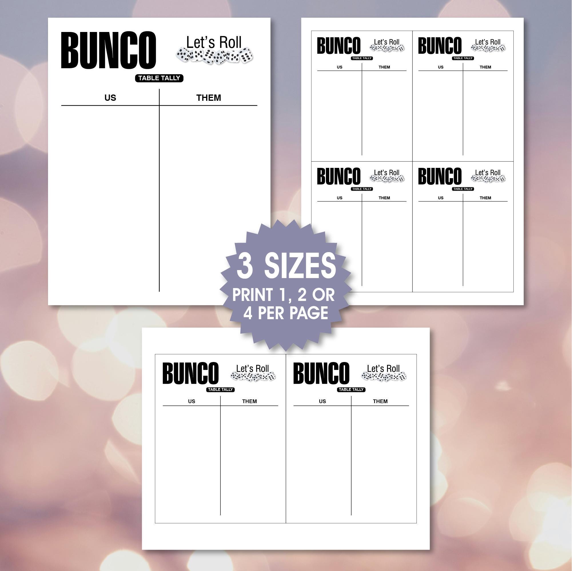 Minimalist BUNCO Bundle, Score Cards, Tally Sheets, Name Tags, Table ...