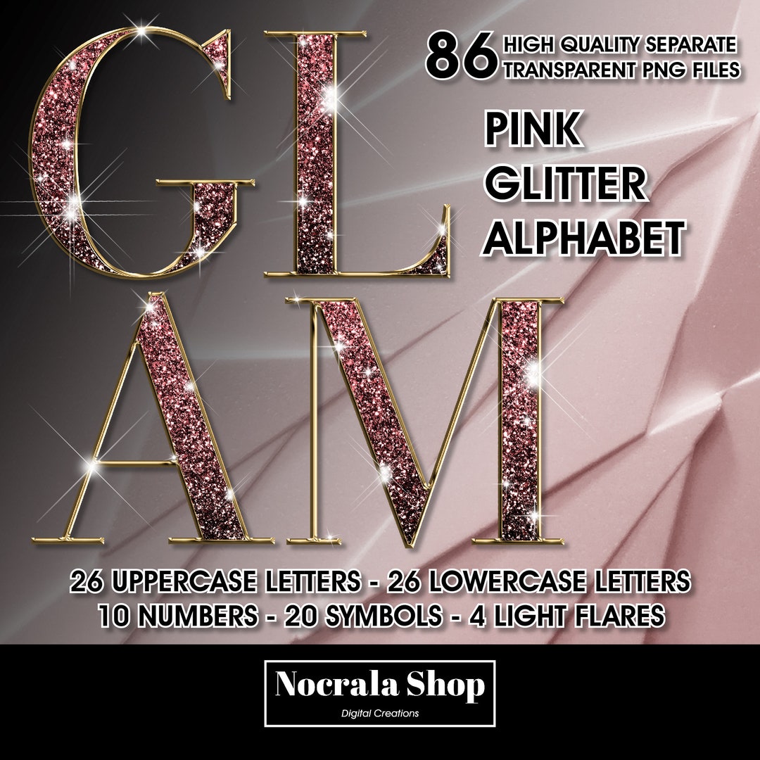 Pink Glitter Glam Alphabet Clipart, PNG Clipart, Bling Alphabet ...