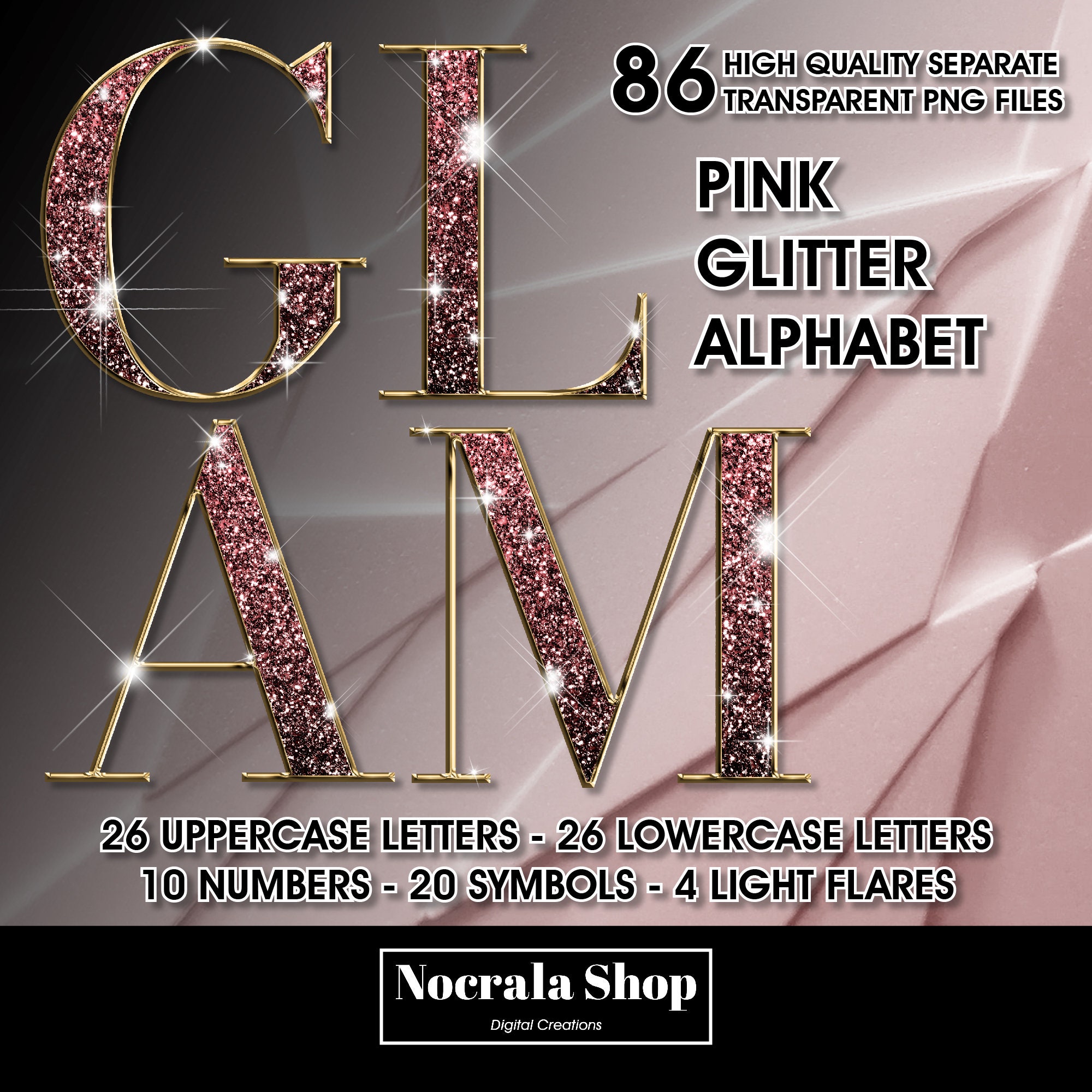 Pink Glitter Glam Alphabet Clipart, PNG Clipart, Bling Alphabet ...