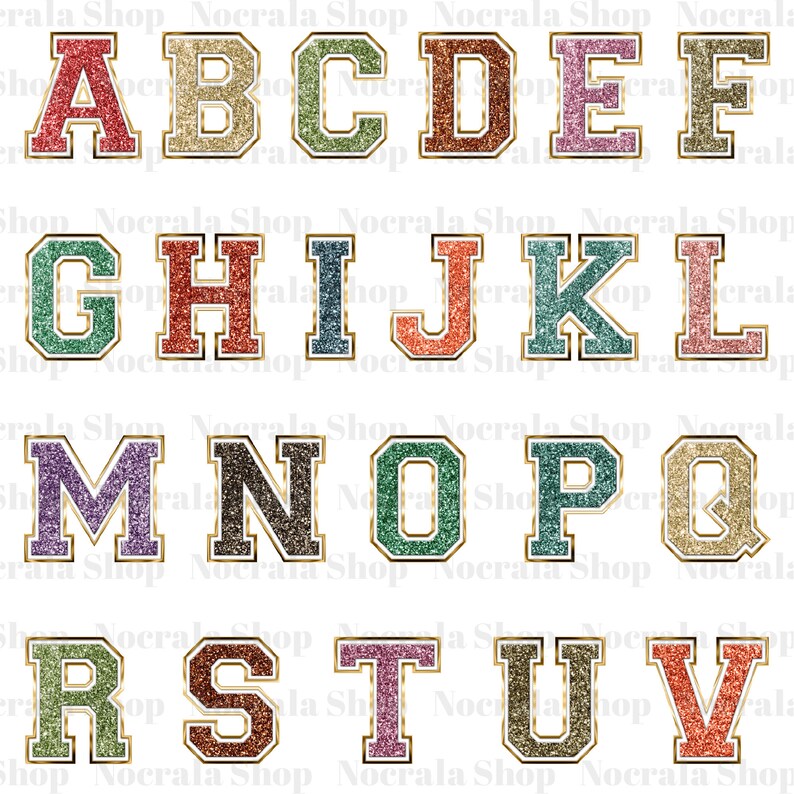 Boho Color Varsity Alphabet Clipart Letter and Number Clip - Etsy