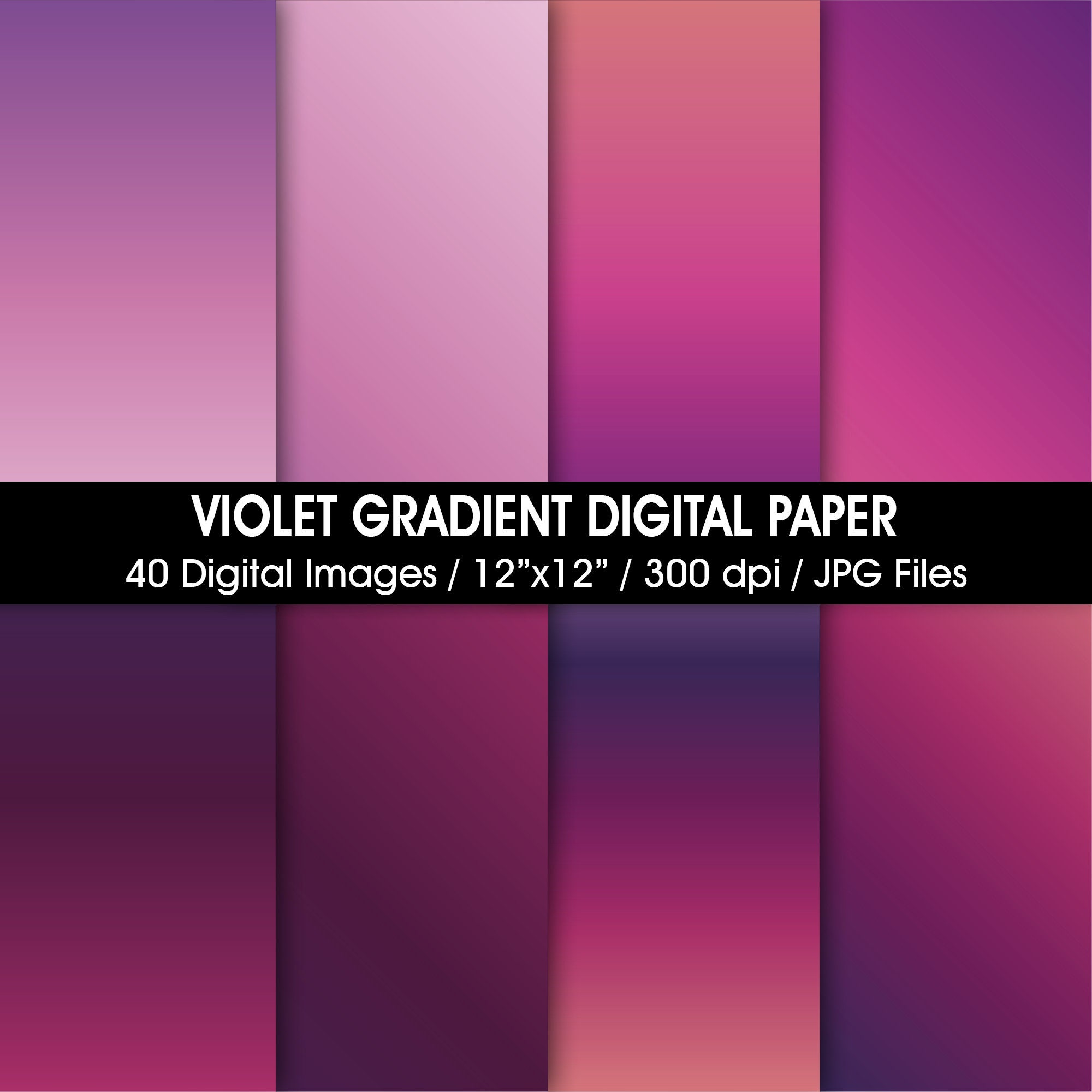 Violet Gradient Digital Paper, Violet Ombre Scrapbook Papers, Instant ...