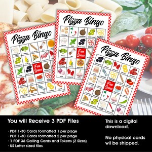 30 Pizza Bingo Cards, Pizza Bingo, Fun Pizza Party Game, Nurse Pizza ...