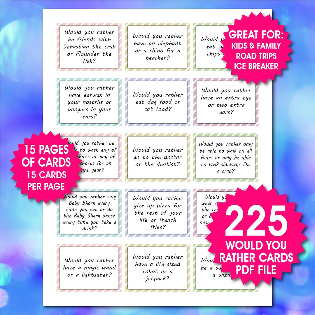 225 Would You Rather Questions for Kids, Icebreaker Game, Conversation ...