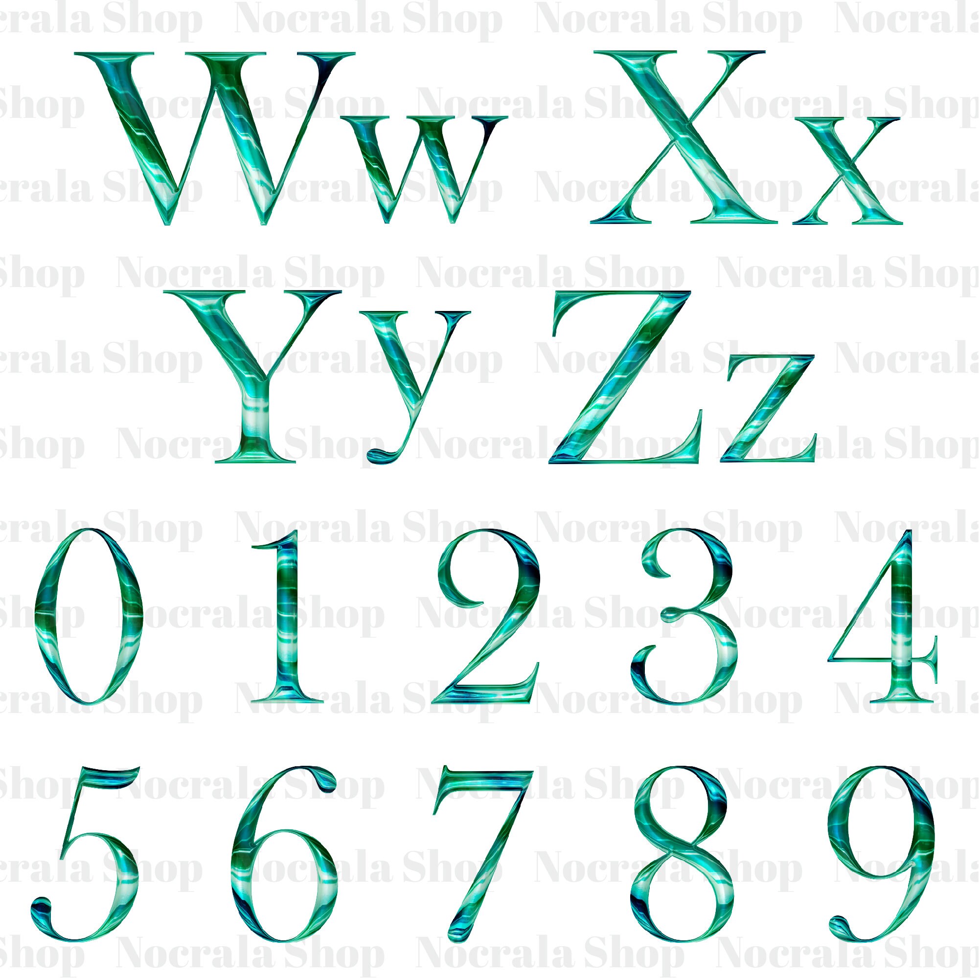 Green Metallic Alphabet Clipart PNG Clip Art Green Chrome - Etsy