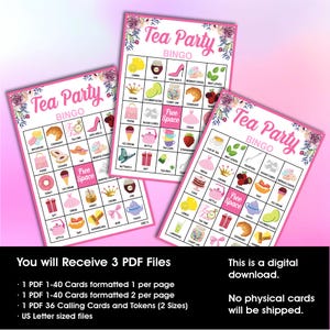 40 Tea Party Bingo Cards, Tea Party Game, Tea Party Activity, Birthday ...