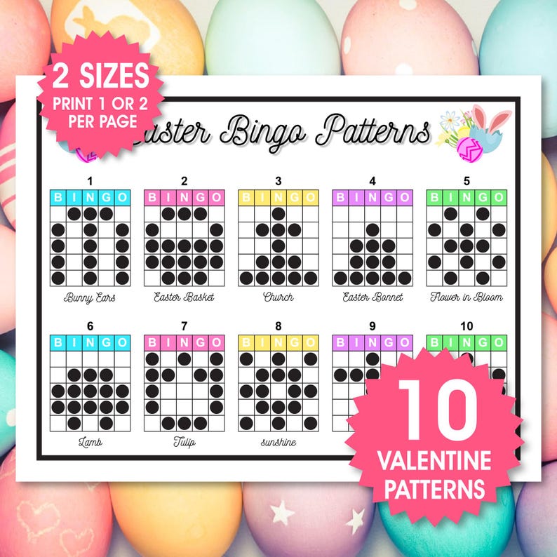 10 Easter Bingo Patterns, Printable Bingo Game, Bingo Tournament ...