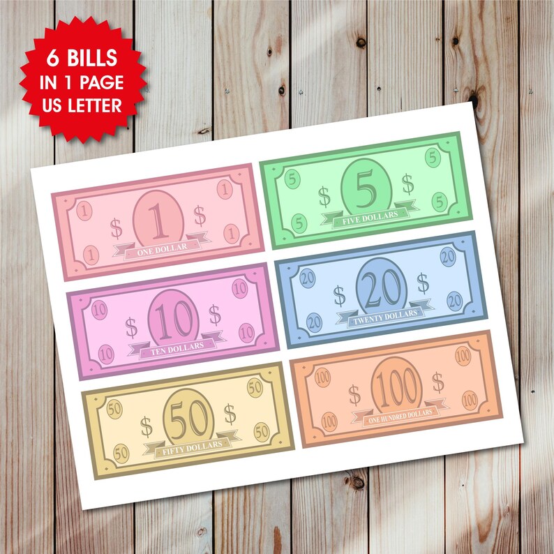 Printable Play Money, Kids Pretend Money, Learning Money, Classroom ...