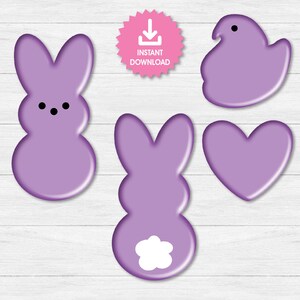 Marshmallow Peeps Clip Art Bundle, Easter Candy PNG Files (digital ...