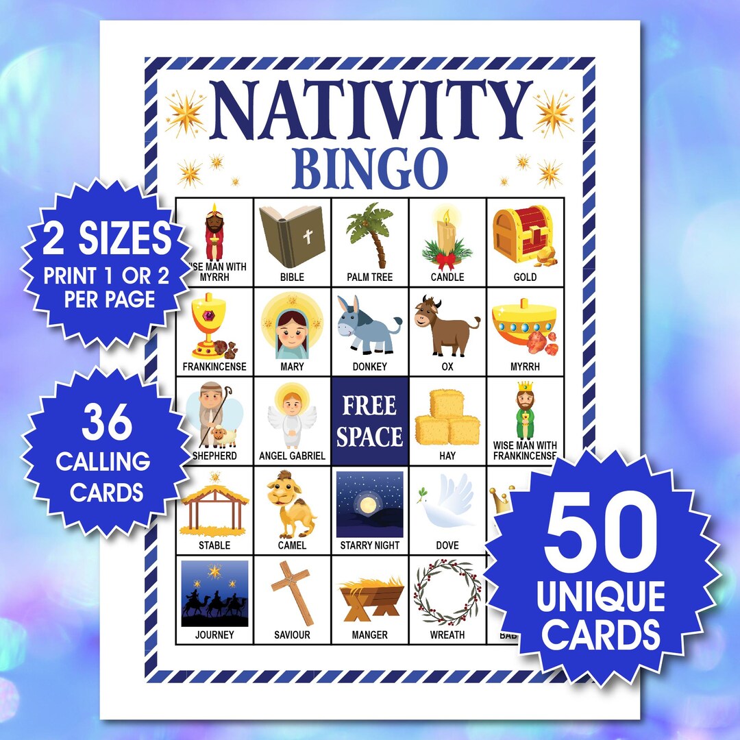 Nativity Bingo Game, 50 Unique Cards, Church Christmas Activity (PDF ...